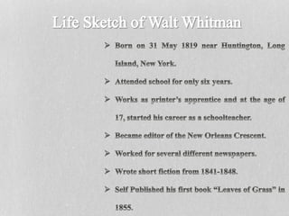 English research project on Walt Whitman poetry | PPTX