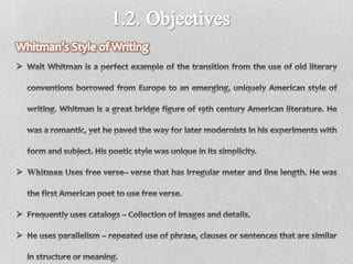 English research project on Walt Whitman poetry | PPTX