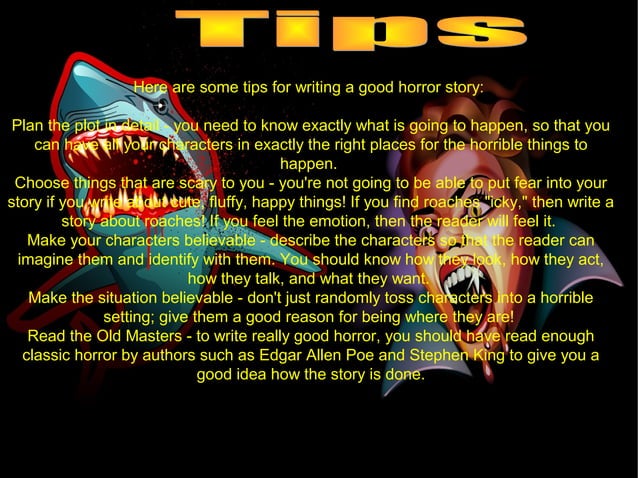 how to write a scary story | PPT | Fiction | Books and Literature