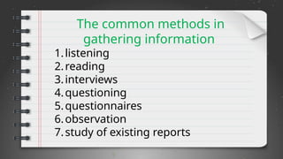 ENGLISH 10 LESSON 1 ON DATA GATHERING PPT | PPTX