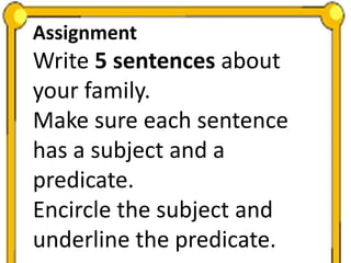 Writing Simple Sentences - English 2 | PPTX