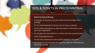 precis and composition ppt english practice | PPTX