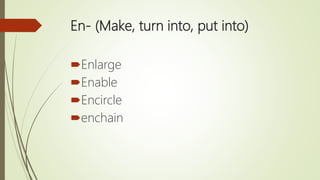 English prefixes, meaning and their usage | PPTX