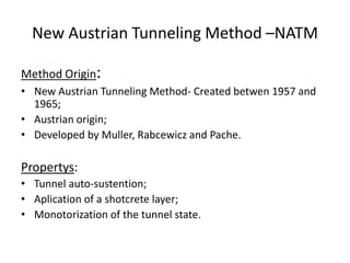 Tunneling Construction - NATM | PPTX