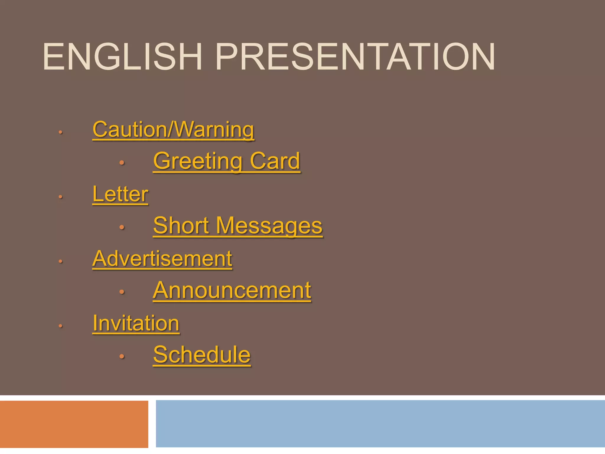 English presentation | PPTX
