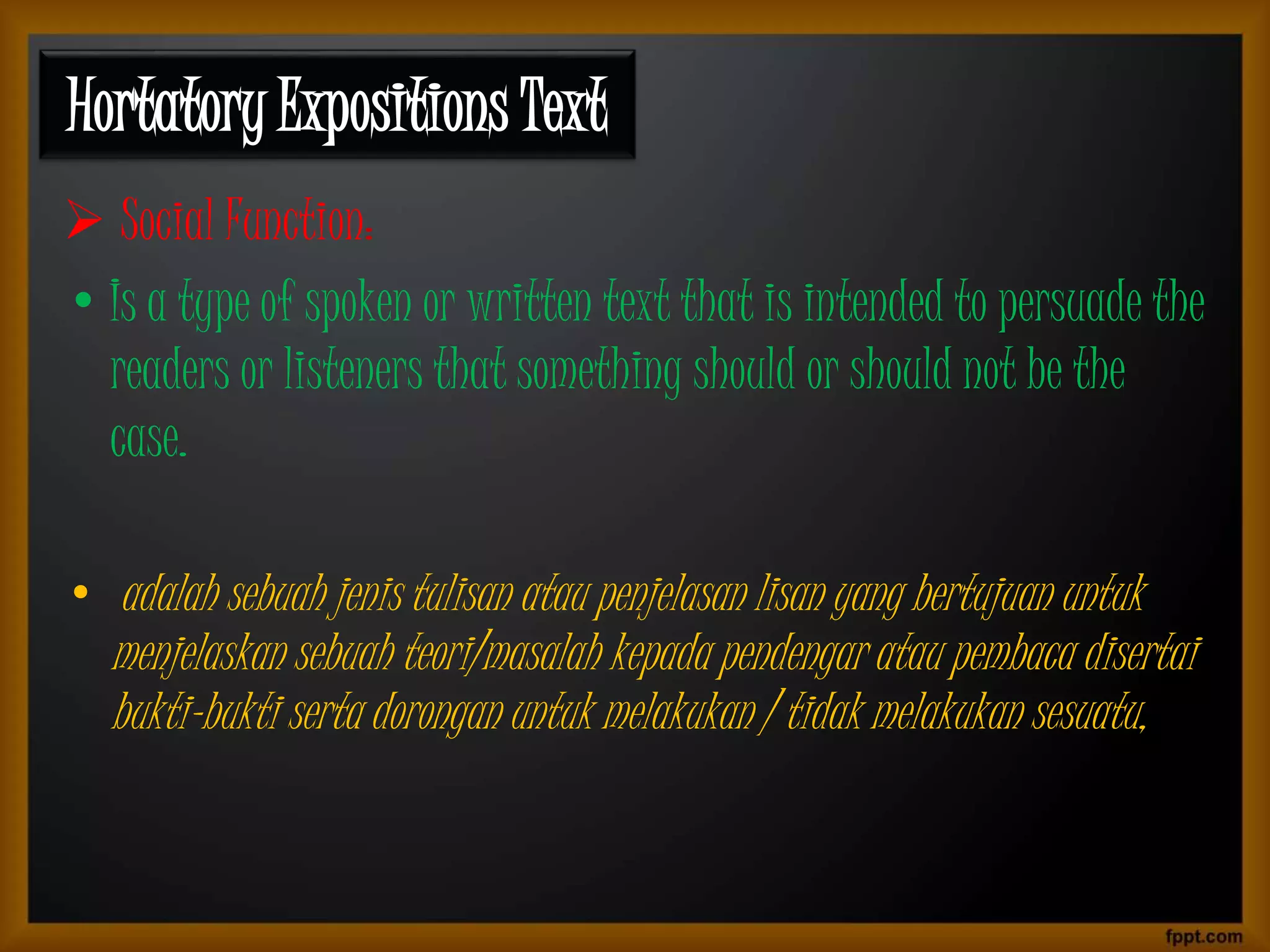 Hortatory ExpositionsText | PPT