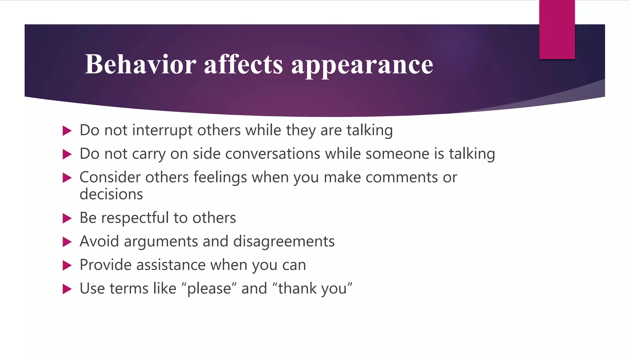 importance of appearance and body action | PPT