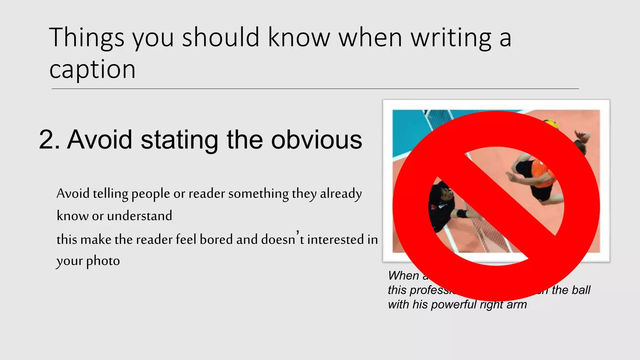 English presentation "How to Write a Good Caption" | PPT