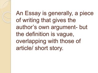 Introduction to Essay/Syntax of Essay | PPTX