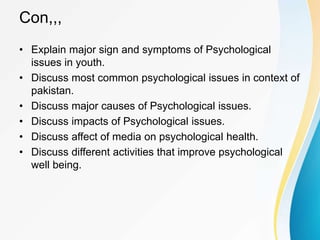 Major Causes of Psychological issues | PPT