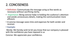 Seven c's of communication in business communication | PPTX