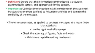 Seven c's of communication in business communication | PPTX