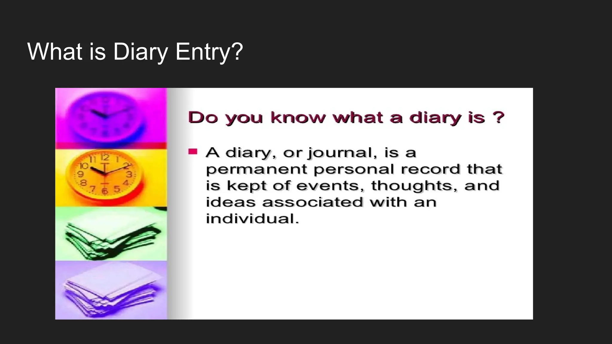 English presentation onDiary Entry features and the main points | PPTX