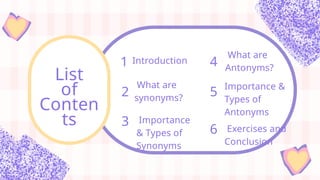 Gr 8 Antonyms and Synonyms Presentation. | PPTX