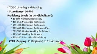 ENGLISH PRESENTATION and the level for toeic | PPTX
