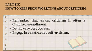 Book Review: How to stop worrying and start living by dale Carnegie | PPTX