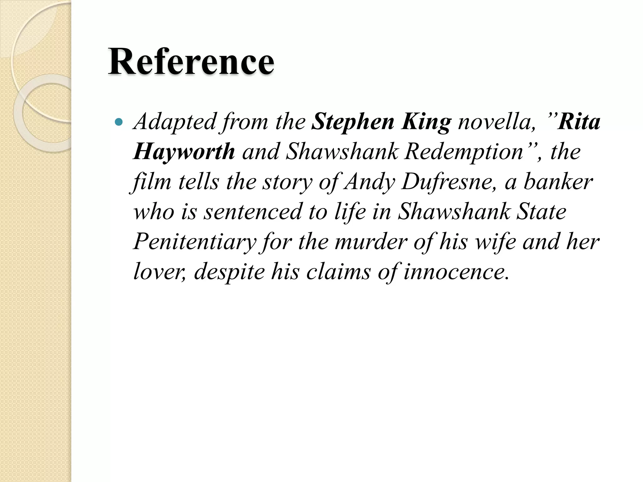 Shawshank Redemption - Inspirational Film - English Presentation | PPTX