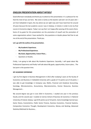 English presentation about myself. | PDF