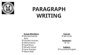 "Mastering the Art of Effective Paragraph Writing" | PPTX