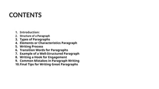 "Mastering the Art of Effective Paragraph Writing" | PPT