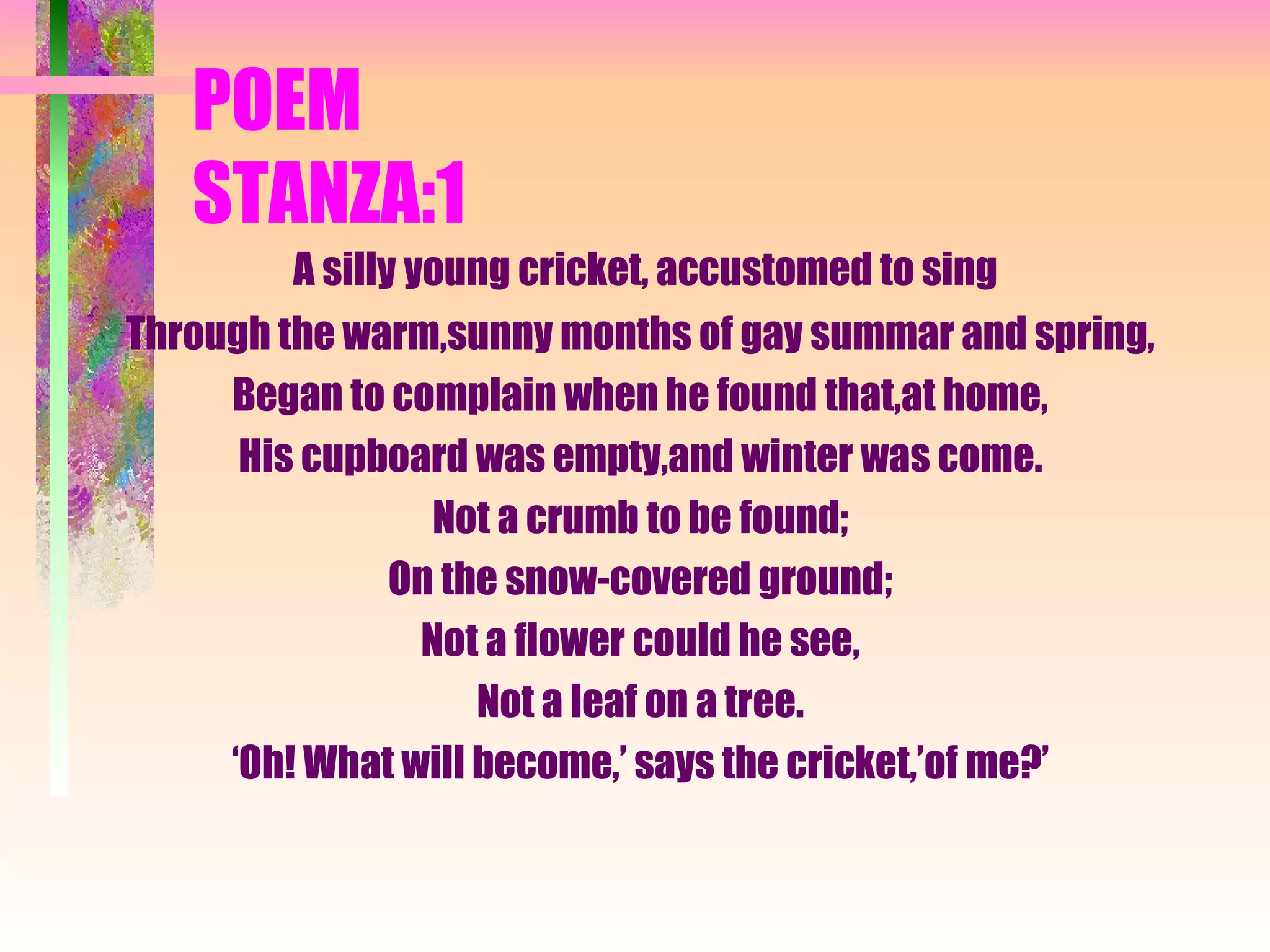 English presentation g 3poem -the ant and the cricket | PPT