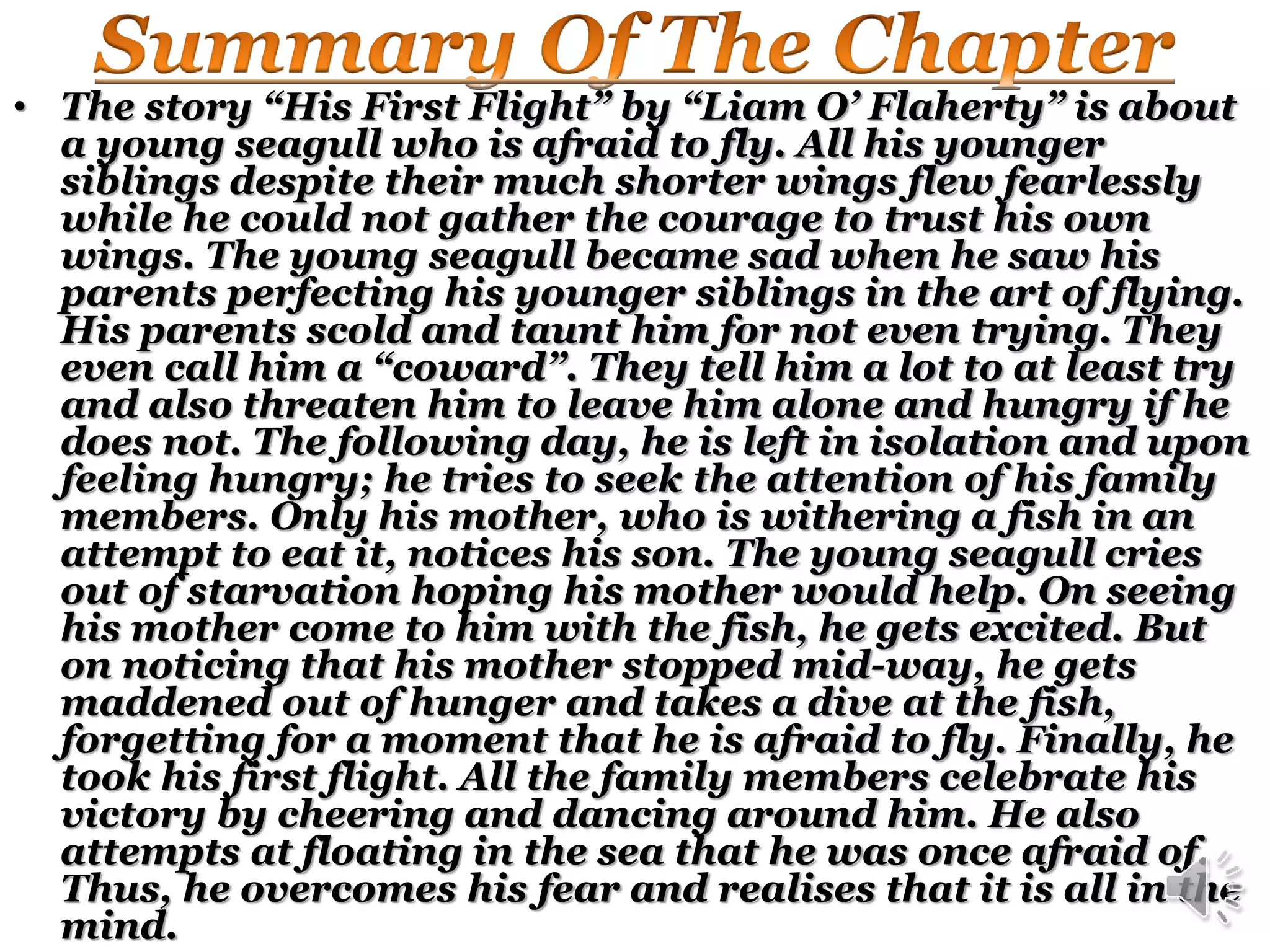 English presentation on 'His First Flight' | PPTX