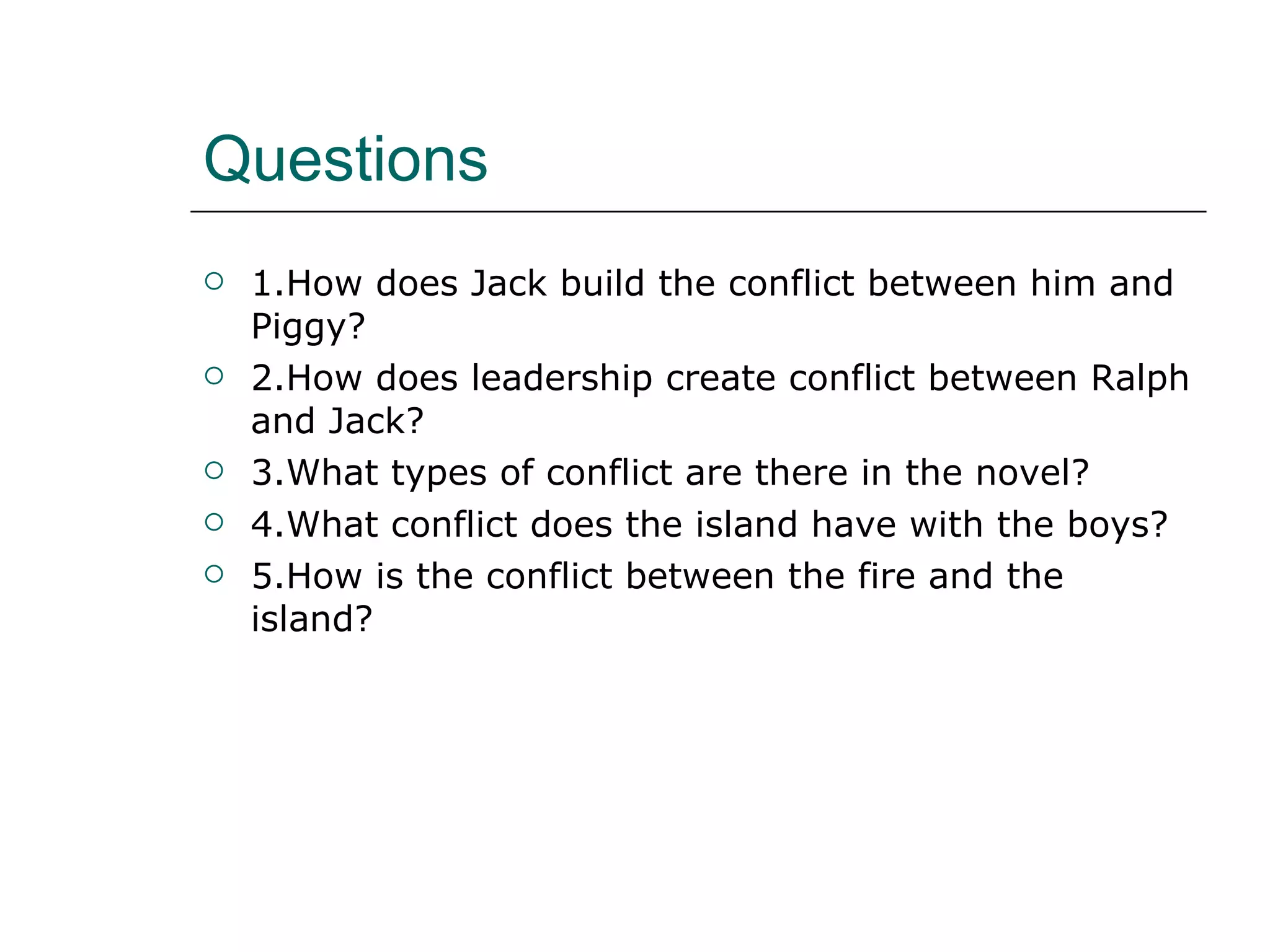 Lord of the Flies- Conflict (Pupil's work) | PPT