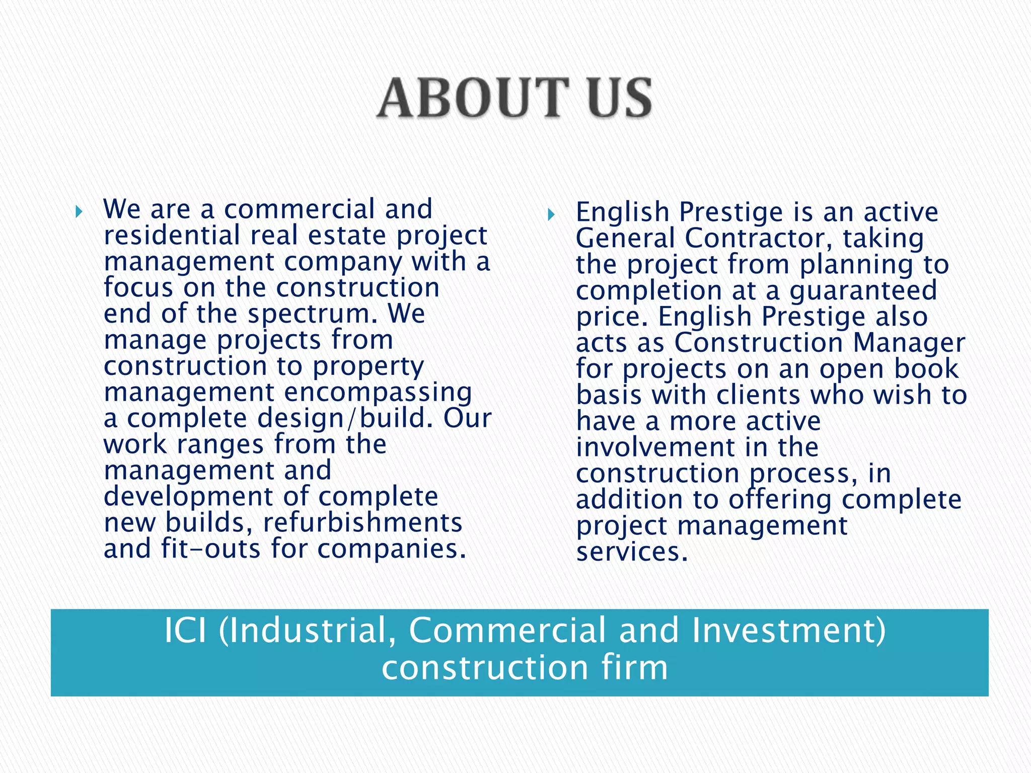 ENGLISH PRESTIGE | PPTX | Construction Industry | Industries