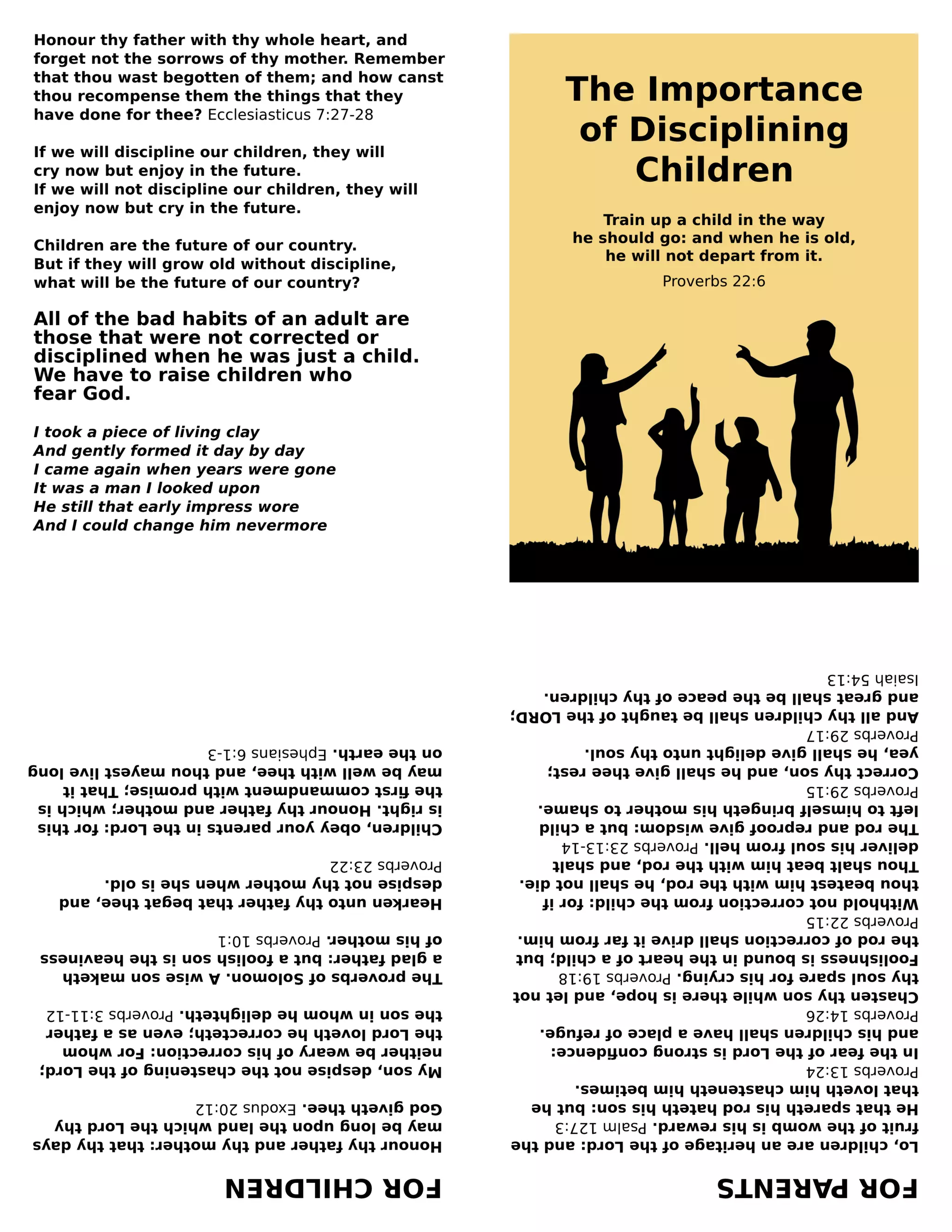English Printable Child Discipline Tract (Letter Size - 8.5 x 11 inches ...