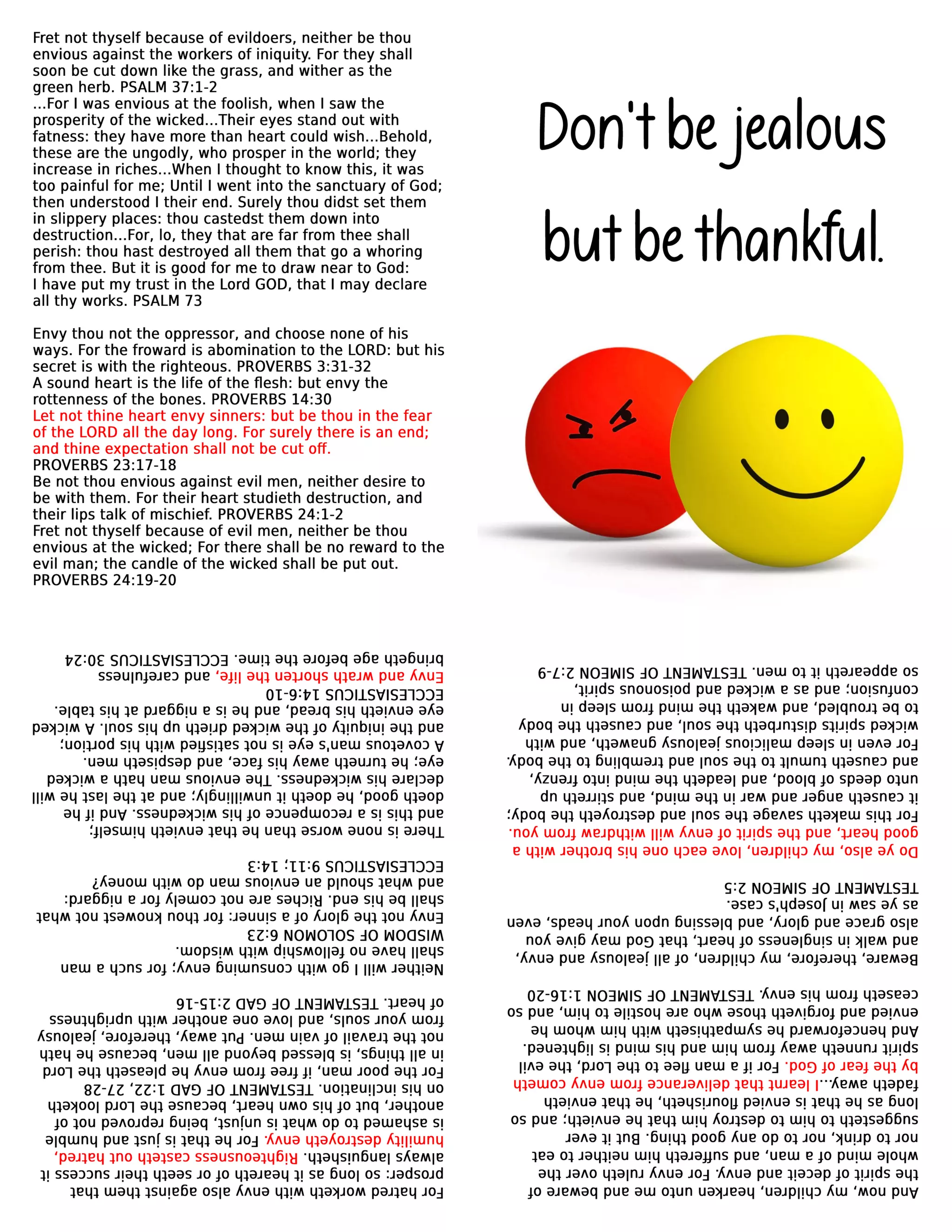 English Printable Envy Warning Tract (Letter Size - 8.5 x 11 inches) | PDF