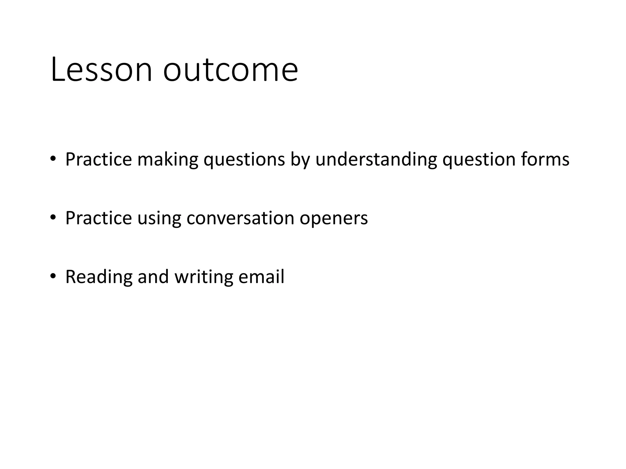 Lesson 1 English Proficiency Conversation Opener | PPT