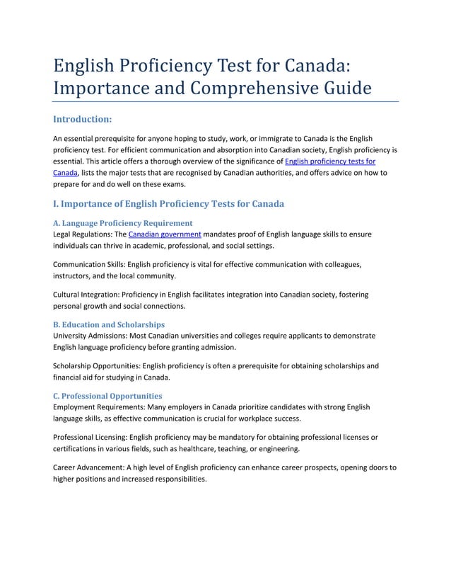 English Proficiency Test for Canada Importance and Comprehensive Guide.docx