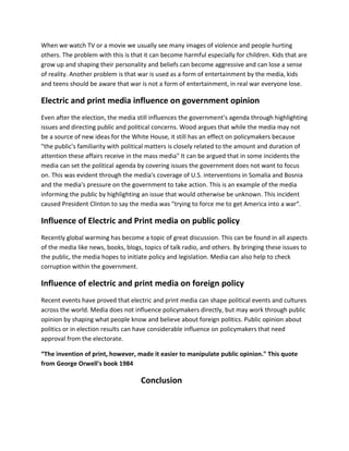 the role of influence of print and electronic media on public opinion ...