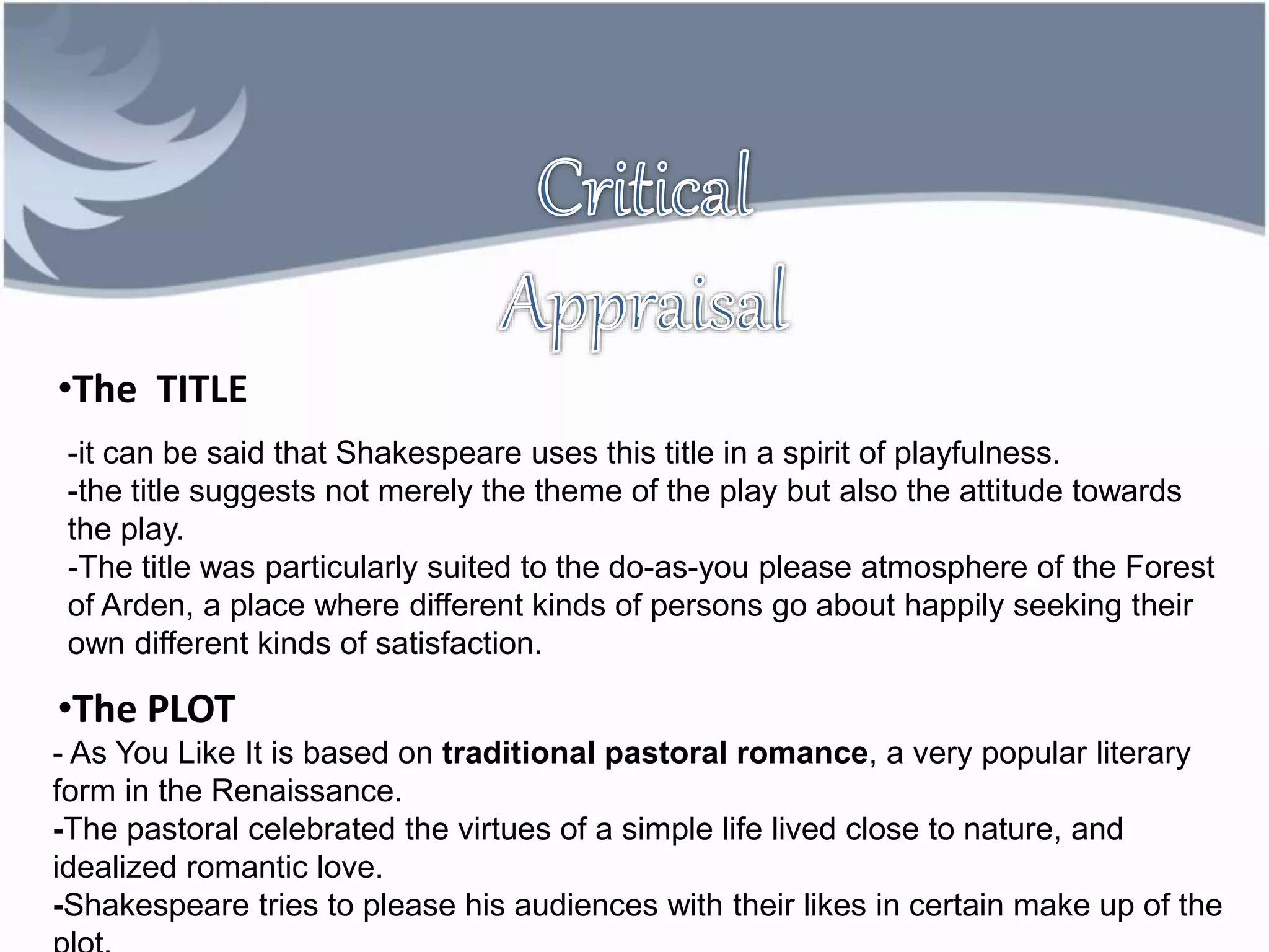 AS YOU LIKE IT | PPTX