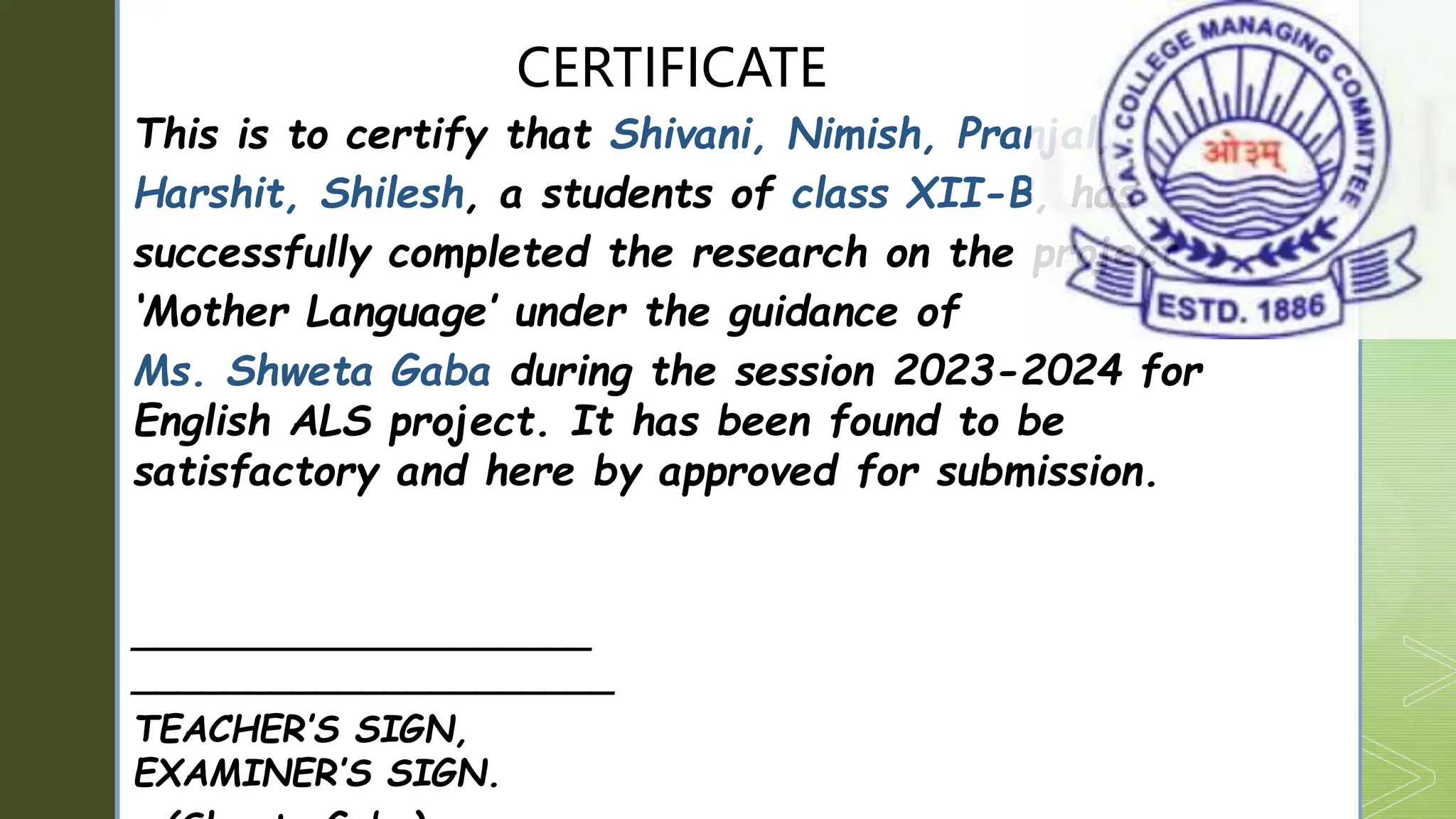 Class XII - 12 English Project . pptx | PPTX