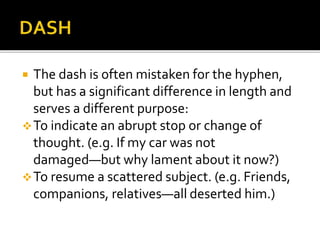 Brackets, Hyphens and Dashes. | PPT