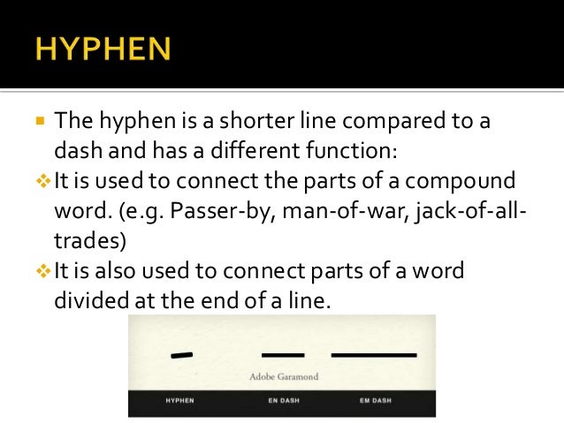 Brackets, Hyphens and Dashes.