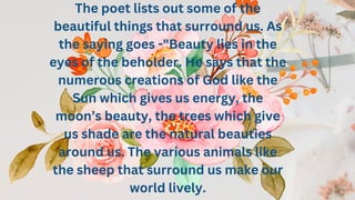 english project (1).pdf for class 12 on a thing of beautytopic | PDF