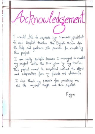 Class 12(ENGLISH) ASL project file | PDF