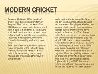 The Story of Cricket | PPTX