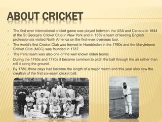 The Story of Cricket | PPTX