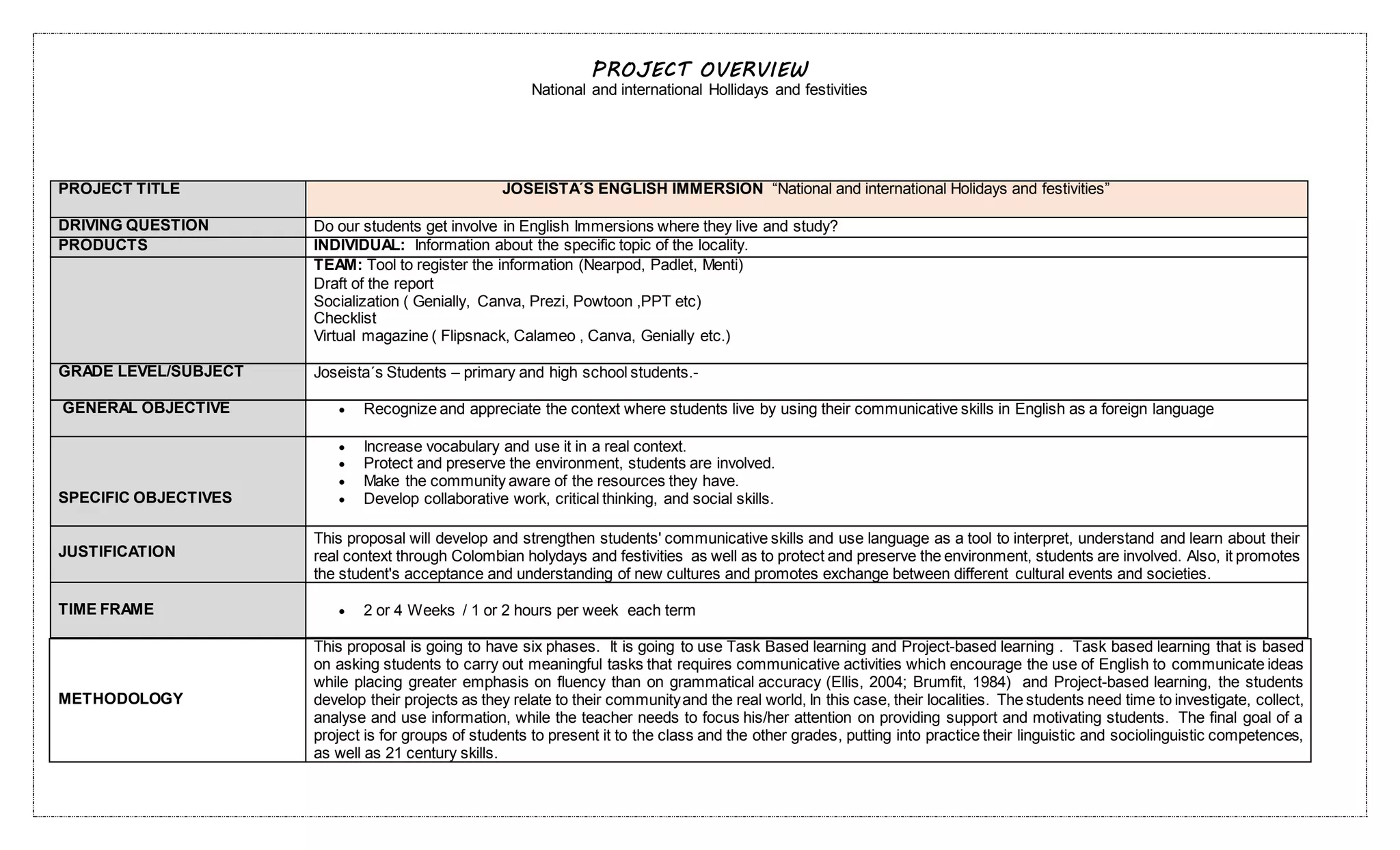 English project holidays and festivals last version | DOCX