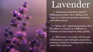 english project on use of lavender and arica aane their helpfulness | PPT