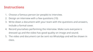 English Project Video Interview Class University | PPTX