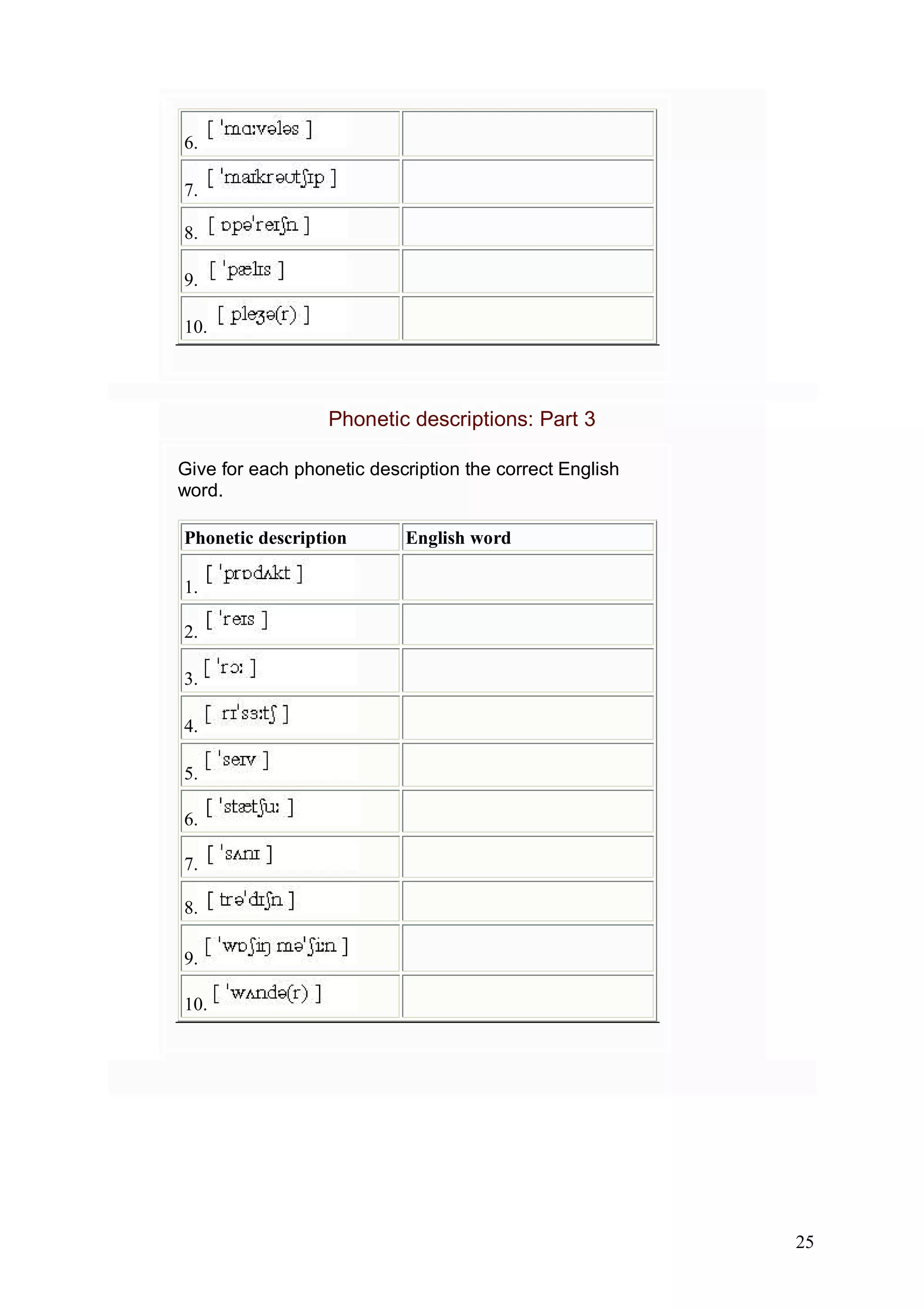 English pronunciation exercises | PDF