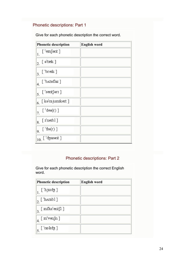 English pronunciation exercises | PDF