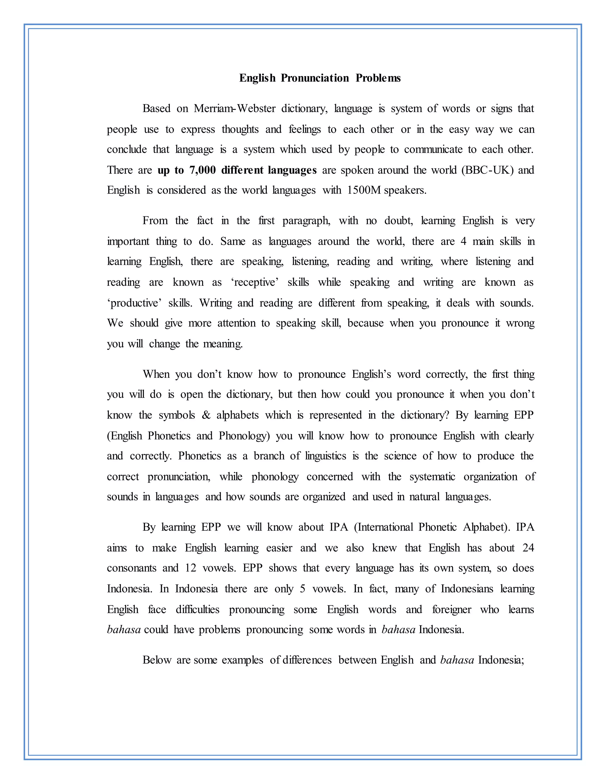 English pronunciation problems | DOCX