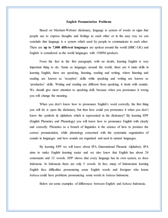 English pronunciation problems | DOCX