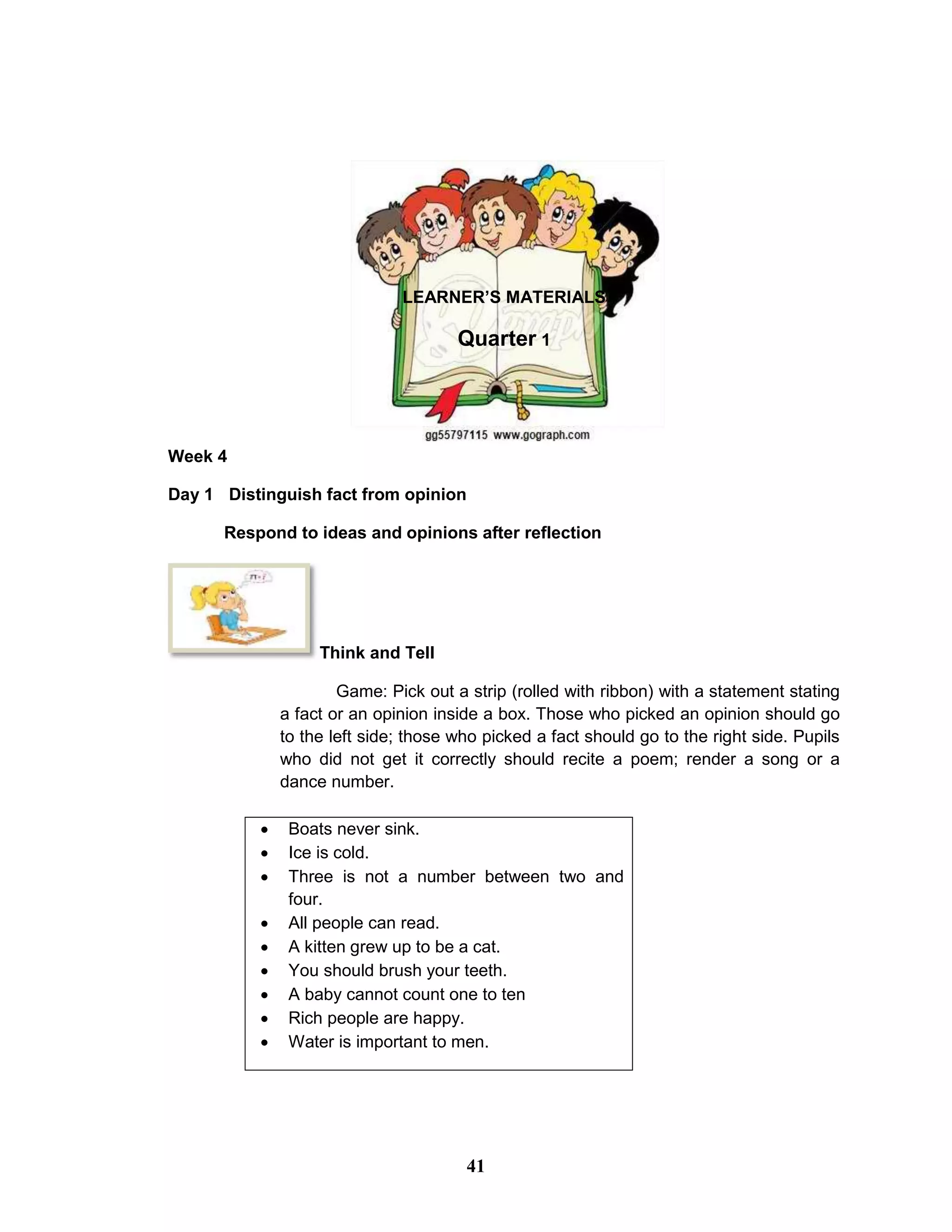 K TO 12 GRADE 5 LEARNER’S MATERIAL IN ENGLISH (Q1-Q4) | PDF