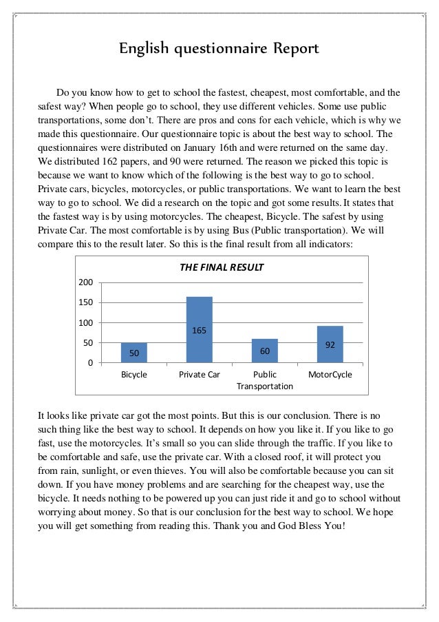 English questionnaire report